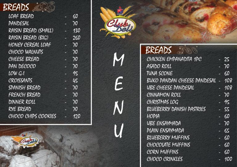 Breads and Pastries Menu – Makati (Sports) Club, Inc